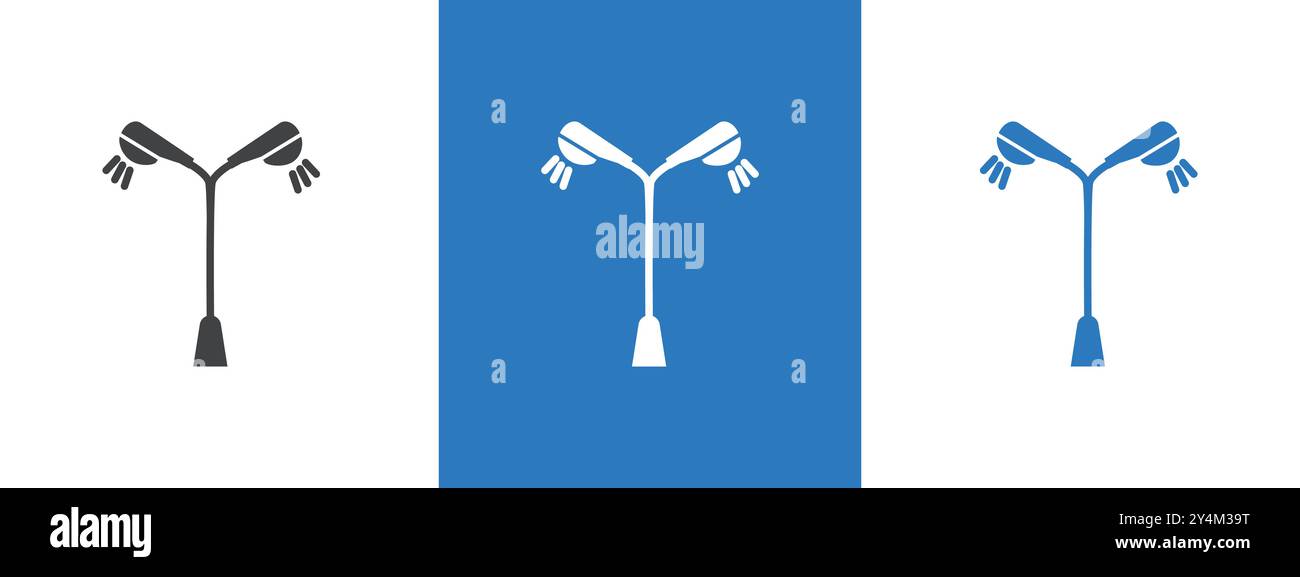 Street lighting icon outline collection in black and on white ...