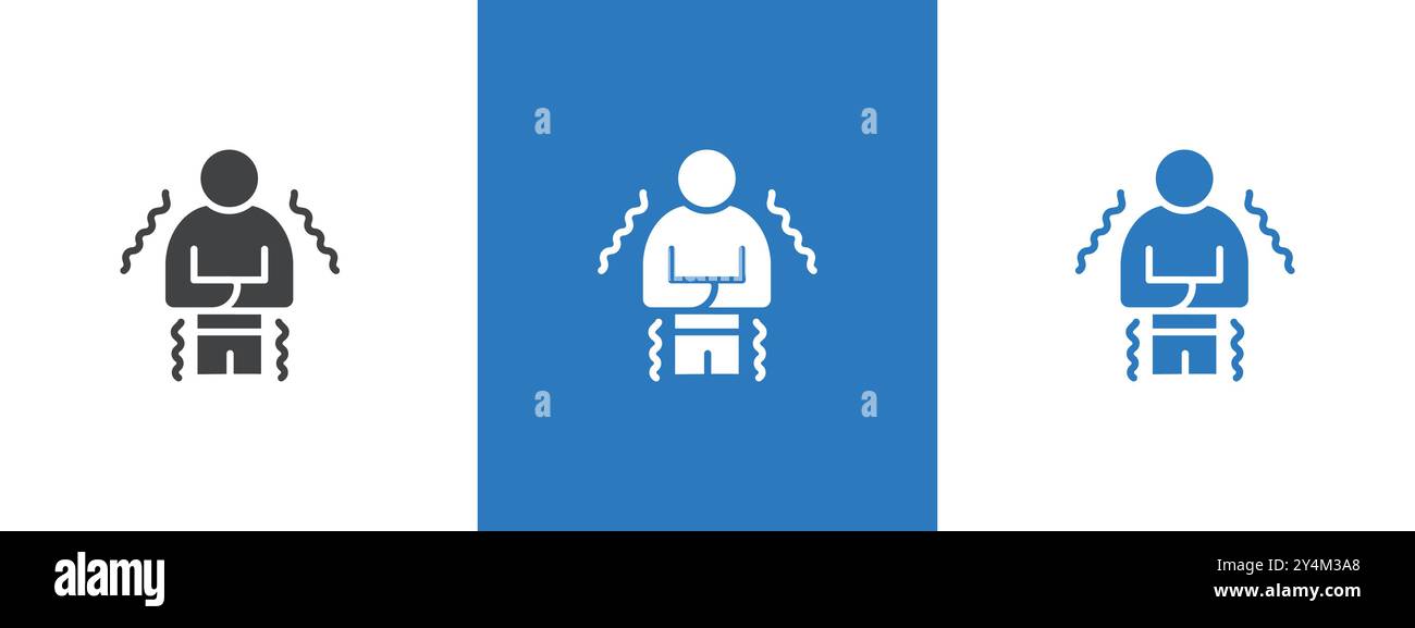 Trembling icon outline collection in black and on white background ...