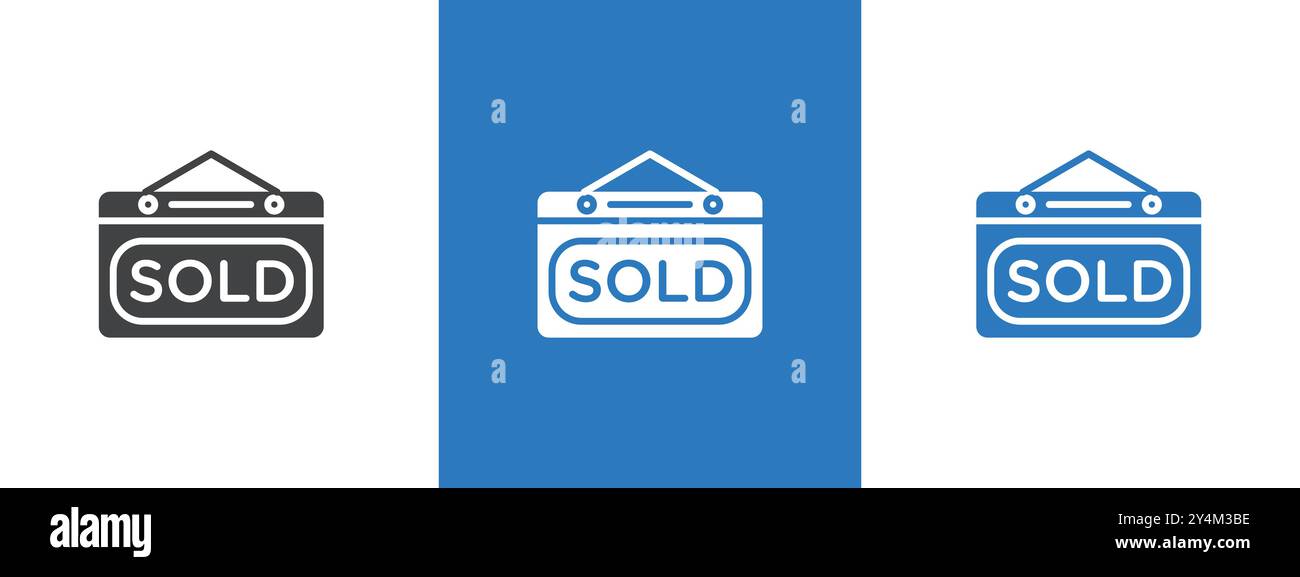 Sold icon outline collection in black and on white background Stock ...