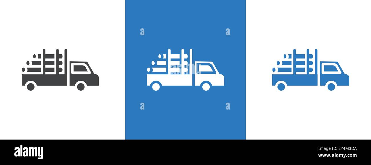 Timber truck icon outline collection in black and on white background ...