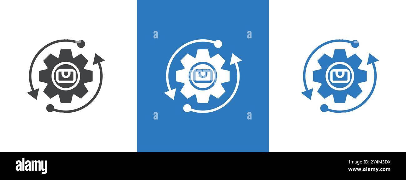 Supply chain icon outline collection in black and on white background ...