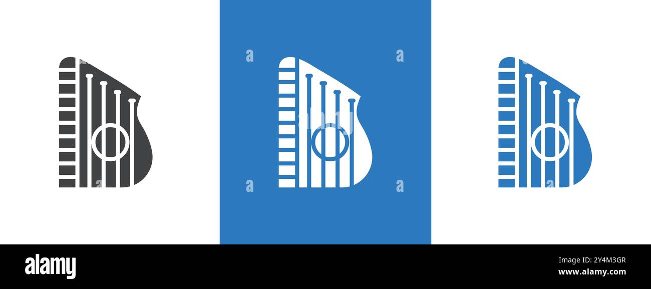 zither icon outline collection in black and on white background Stock ...