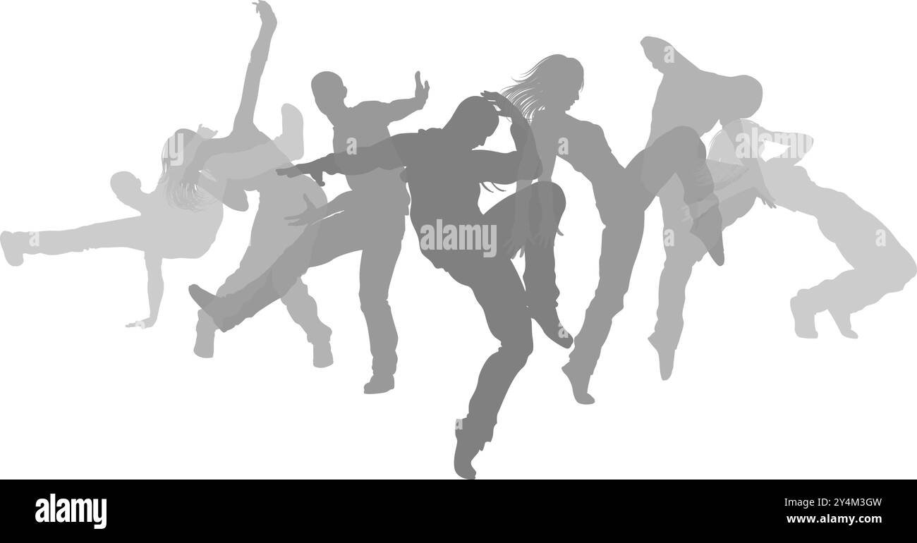 Dancers Silhouette Street Dance Poses Silhouettes Stock Vector Image ...