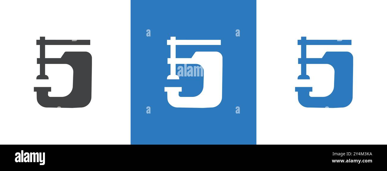 Vice clamp icon outline collection in black and on white background ...