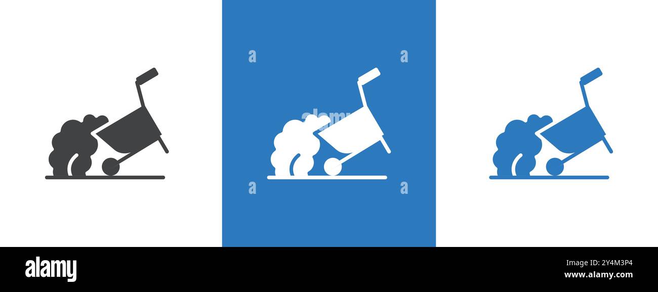 wheelbarrow unloading icon outline collection in black and on white ...