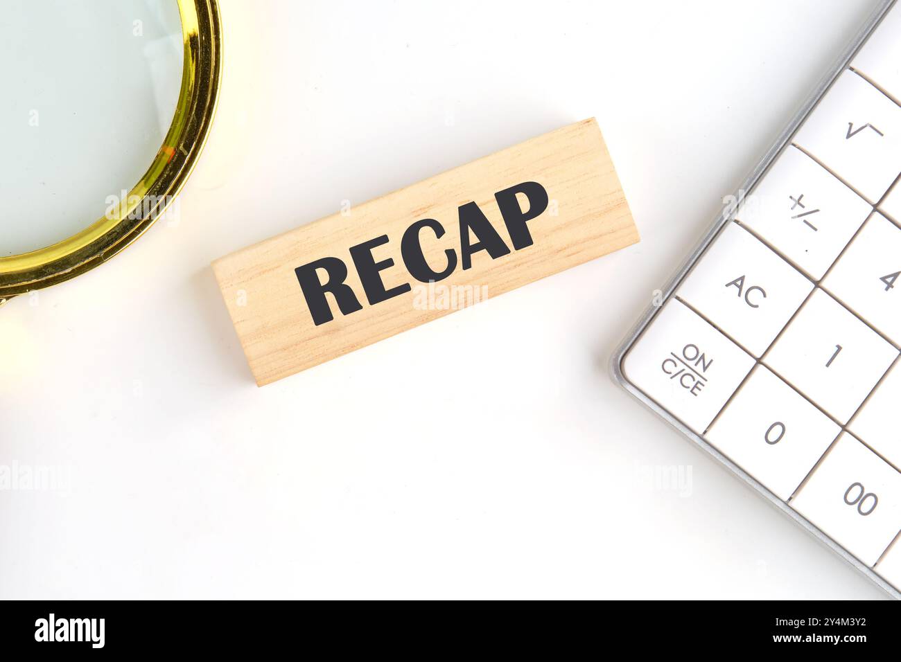 RECAP word it is laid out from wooden blocks , top view in a ...