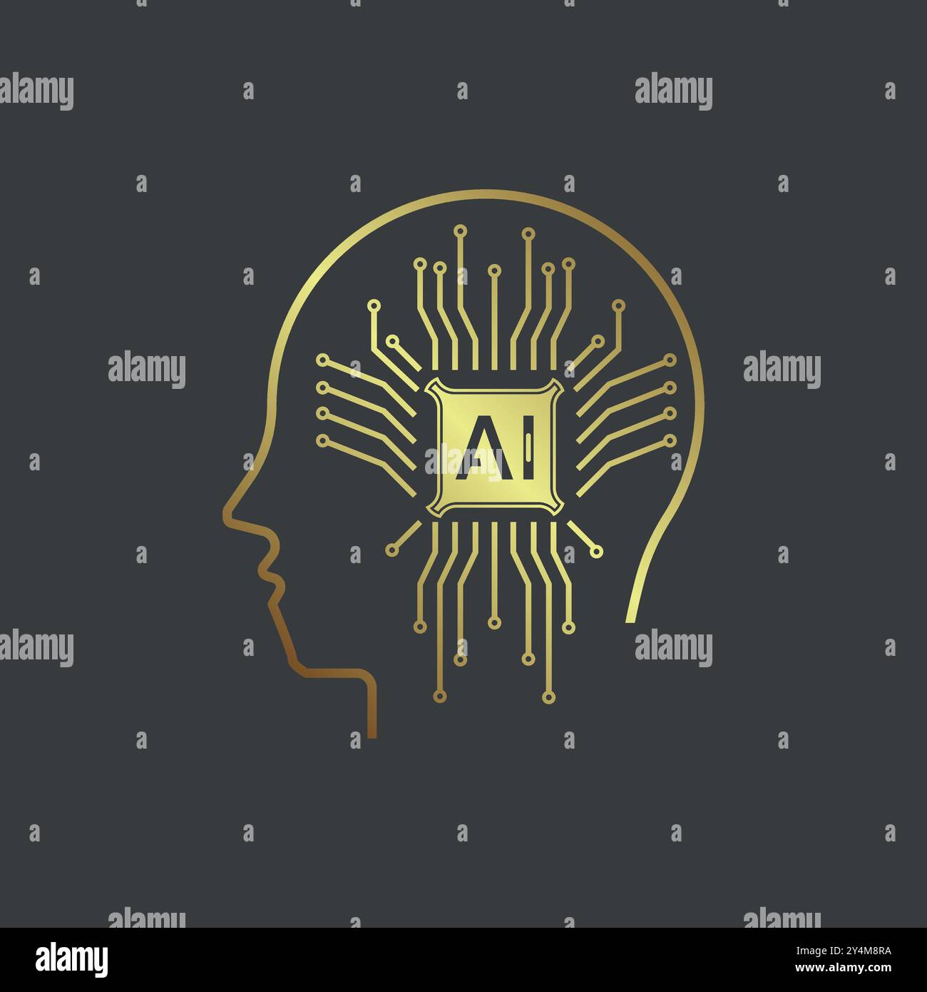 Artificial Intelligence Vector Line Icons Set. Face Recognition ...
