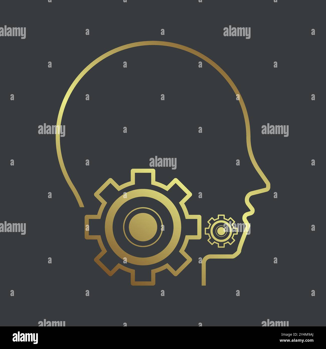 Gold head of AI icon, Premium symbol of AI. AI elegrant on dark ...