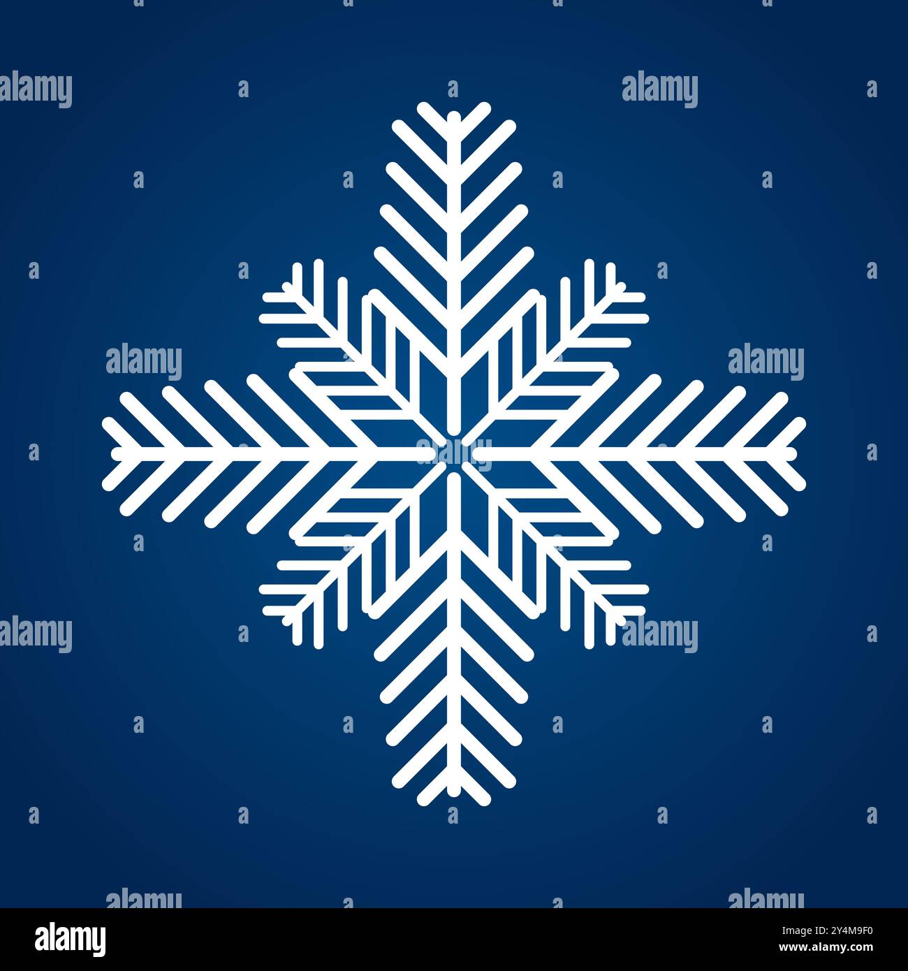 A vector Soft white snowflake on isolated blue background, a Snowflake ...