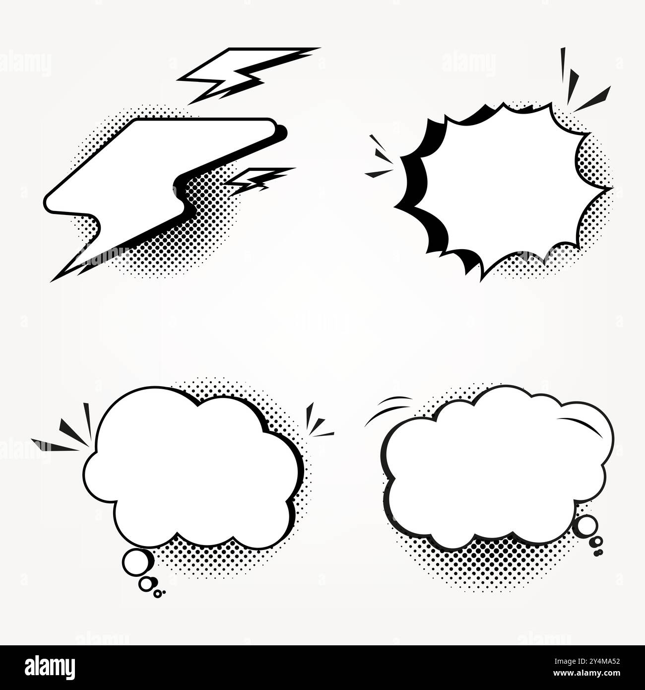 SET of four different style of bubble shapes and elements set, with ...