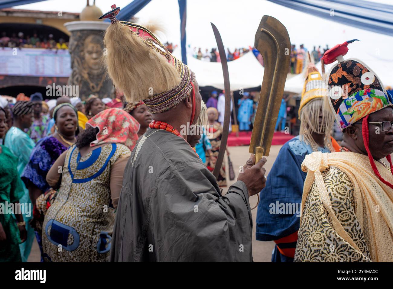 Warrior Chiefs paying homage to the Ogoga of Ikere during the Pulsating ...