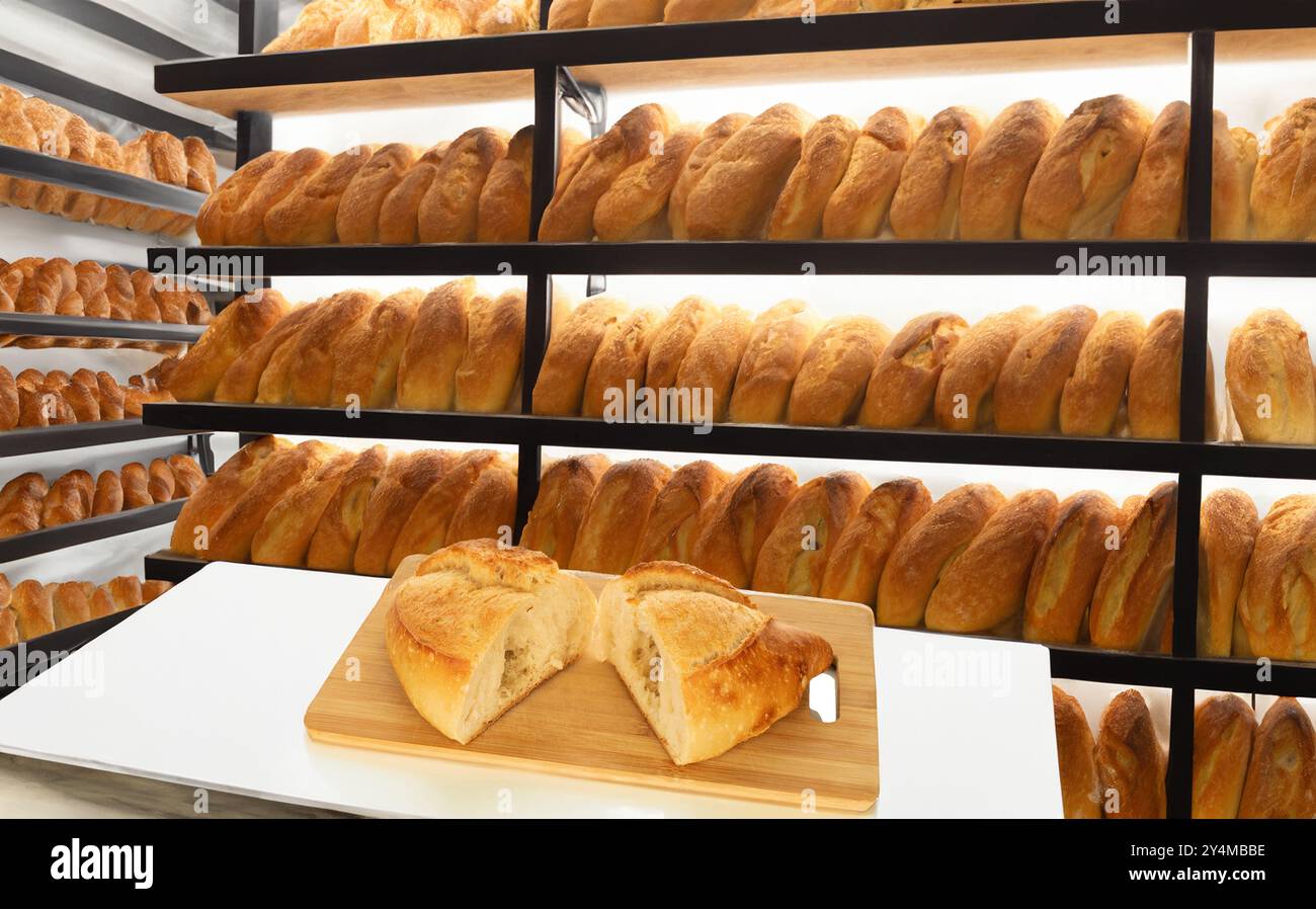 Fresh fragrant bread in the bakery Stock Photo - Alamy