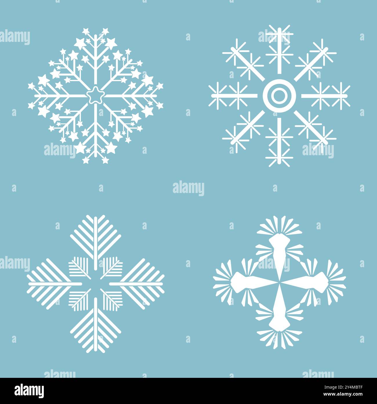 Set of Four snowflakes, Winter set of white snowflakes isolated on ...