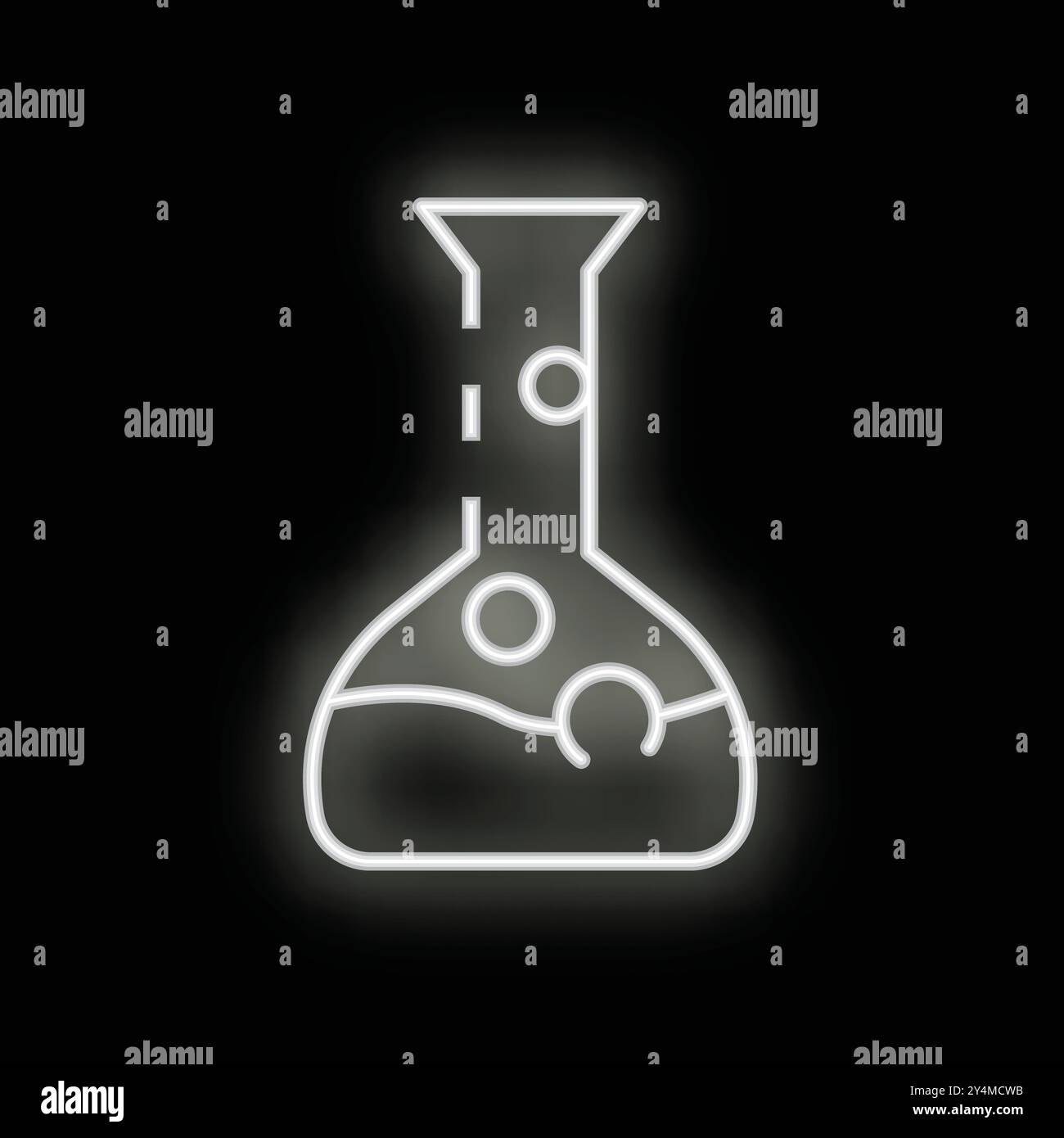 White neon sign showing a simple illustration of an erlenmeyer flask ...