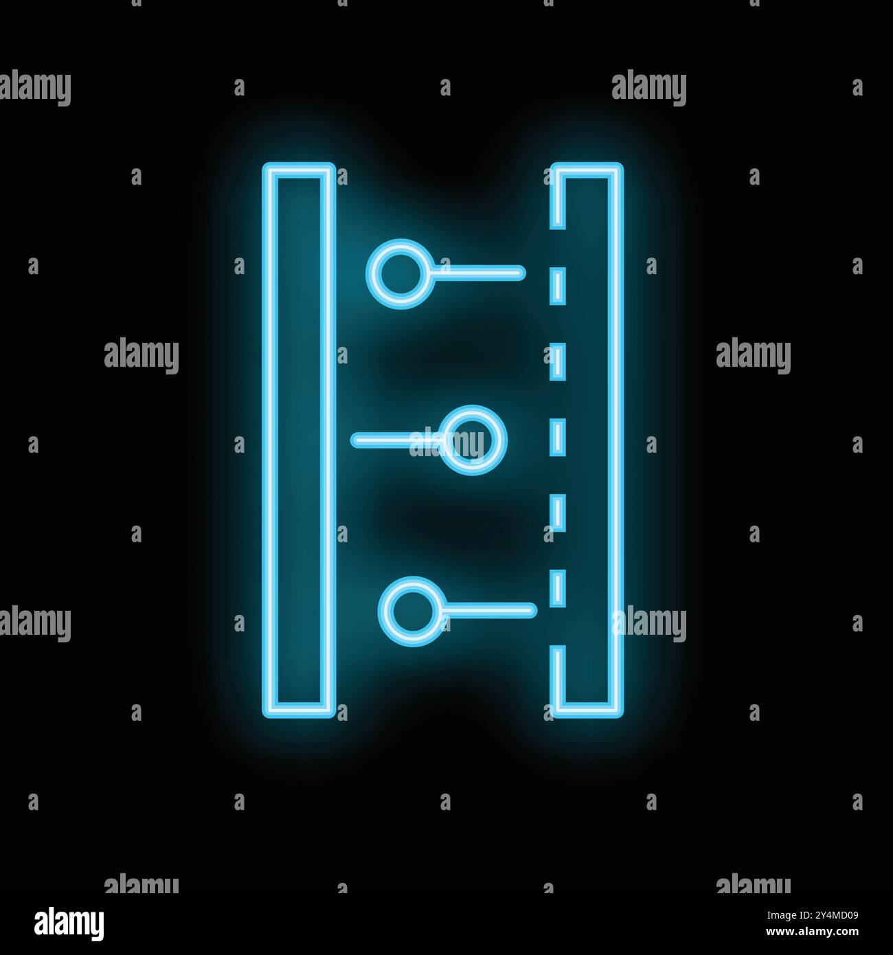 Blue glowing neon line icon illustrating a routing diagram ...