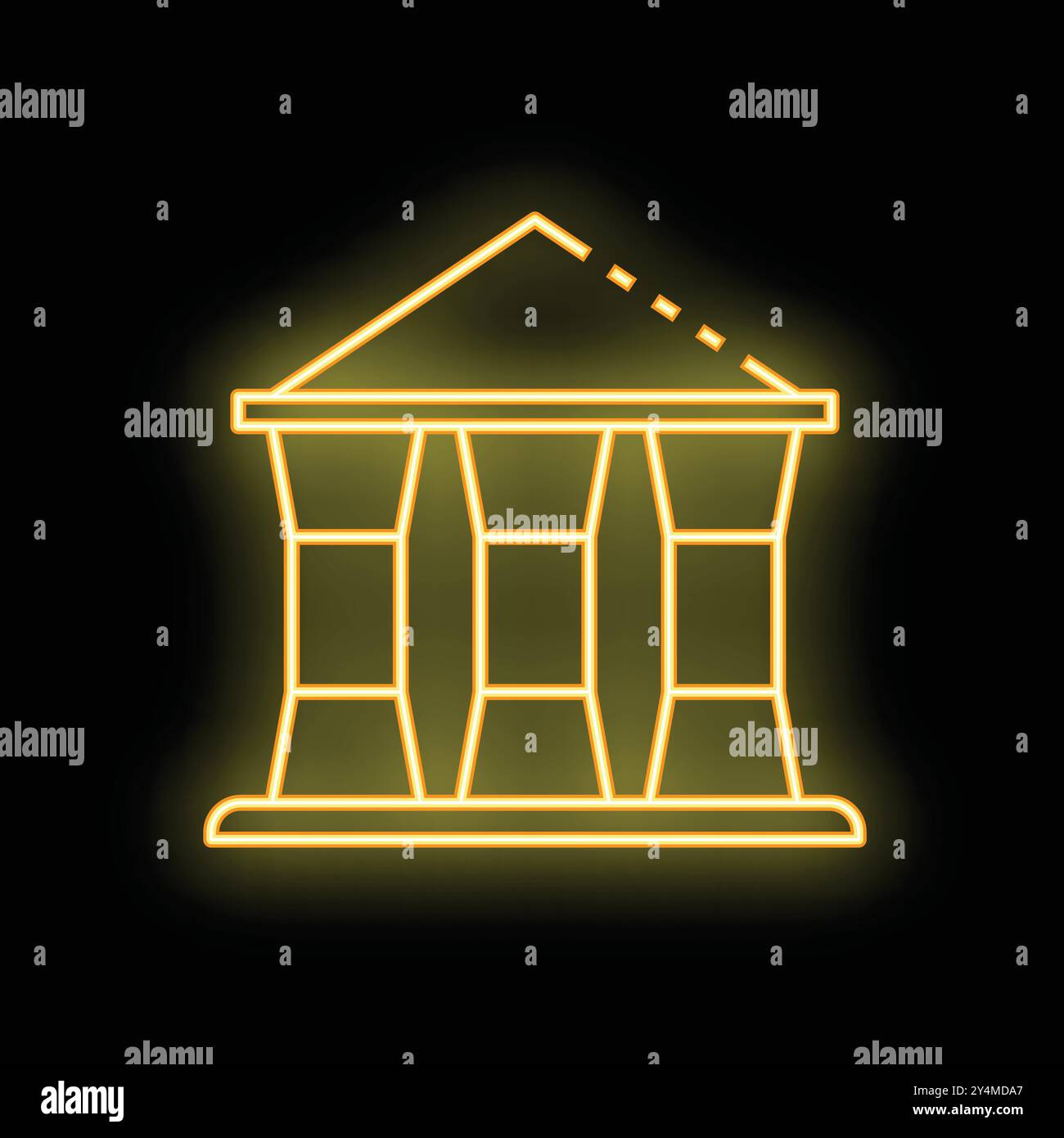 Yellow neon icon of a grain silo glowing on a black background Stock ...