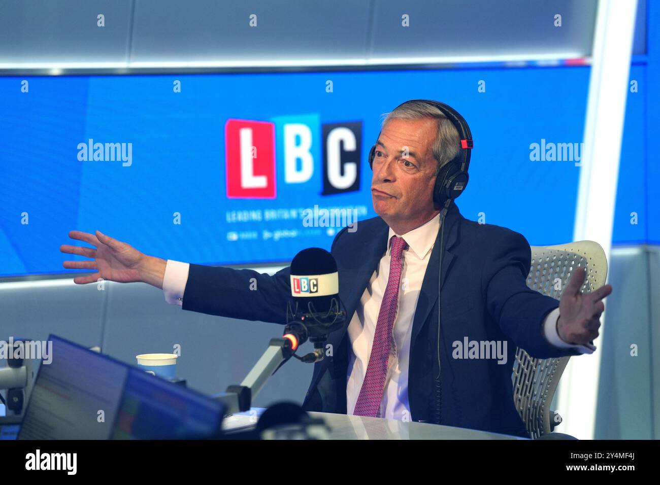 Reform UK leader Nigel Farage during an appearance on LBC's Nick ...