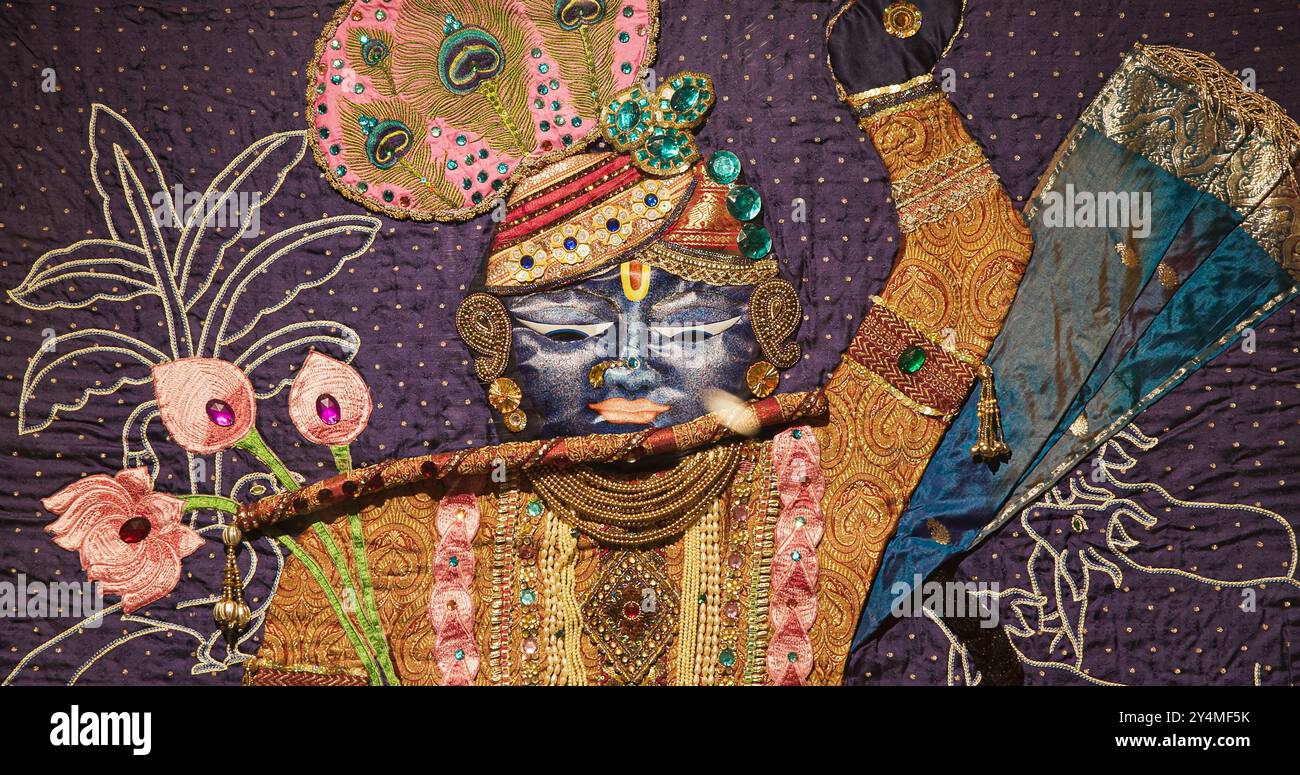 Close-up View On Image Of Krishna Made From Colorful Fabrics And ...