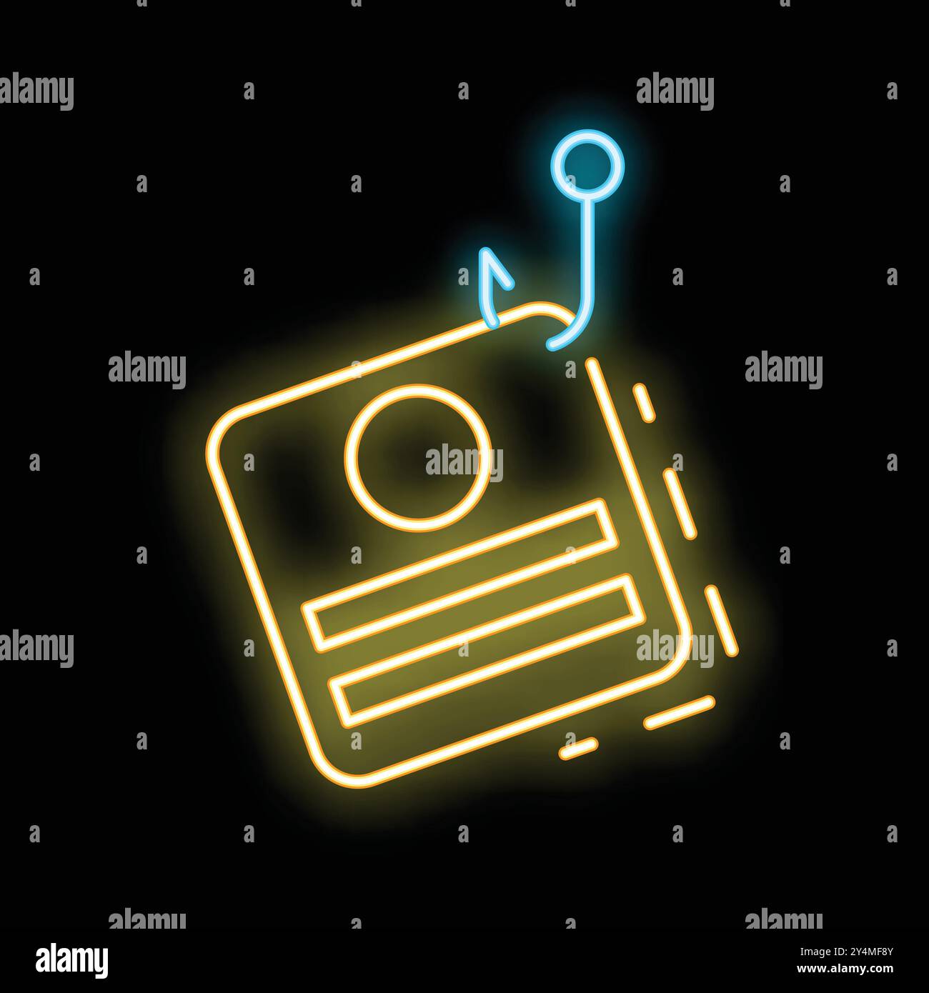 Neon icon of a phishing attack stealing sensitive data from a computer ...
