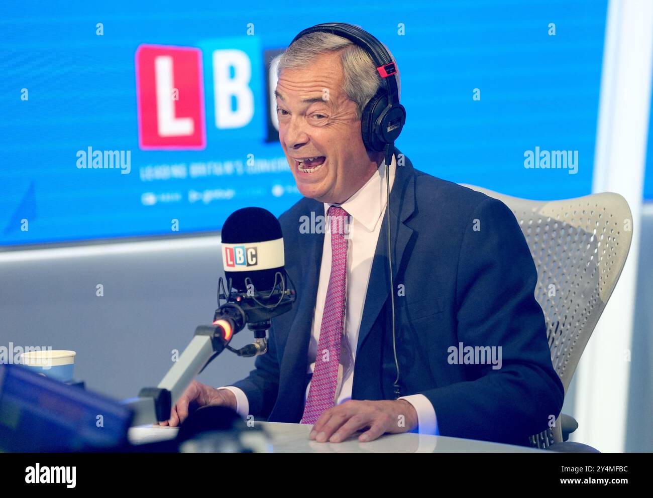 Reform UK leader Nigel Farage during an appearance on LBC's Nick ...