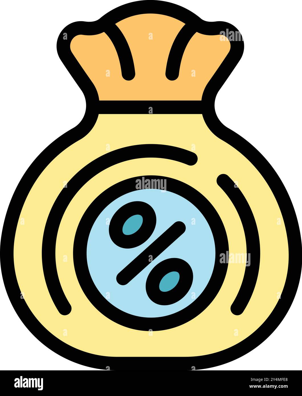 This vector illustration features a money bag with a percentage symbol ...