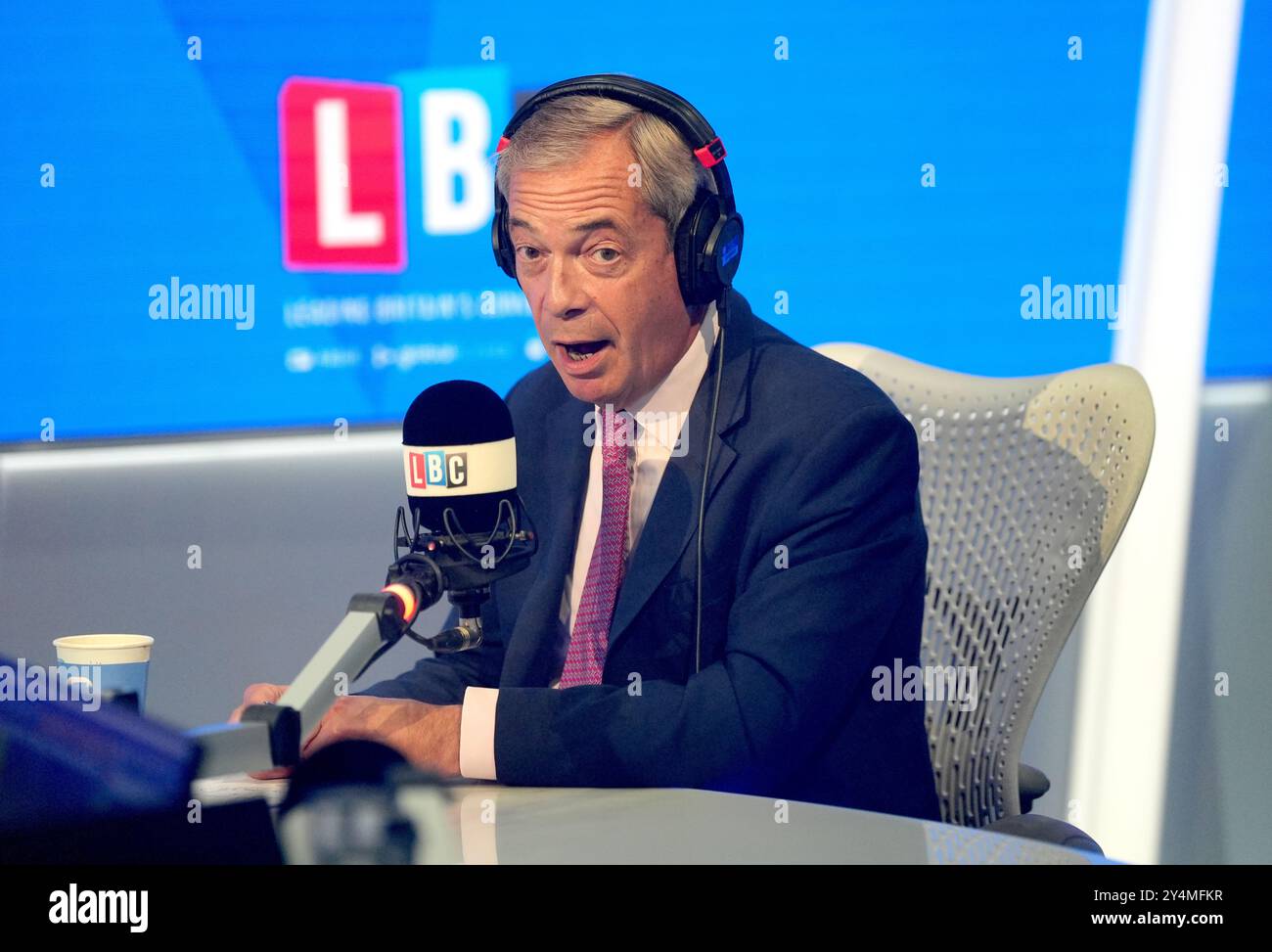 Reform UK leader Nigel Farage during an appearance on LBC's Nick ...