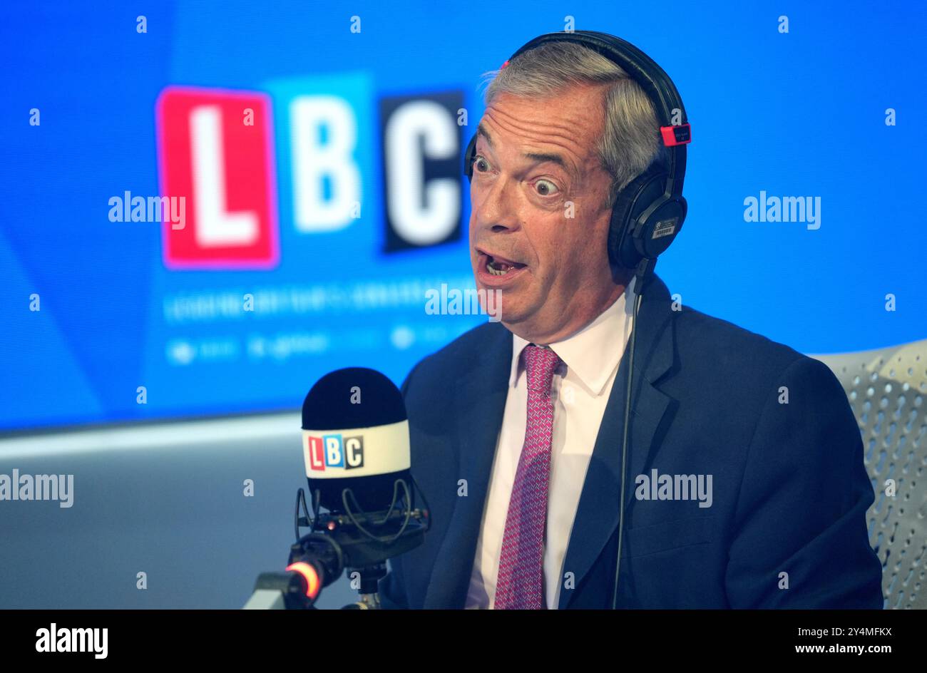 Reform UK leader Nigel Farage during an appearance on LBC's Nick ...
