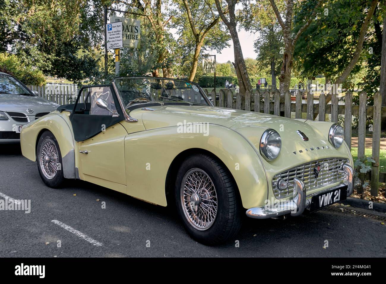 Triumph TR3 1959 English classic sport car in yellow. England UK Stock ...