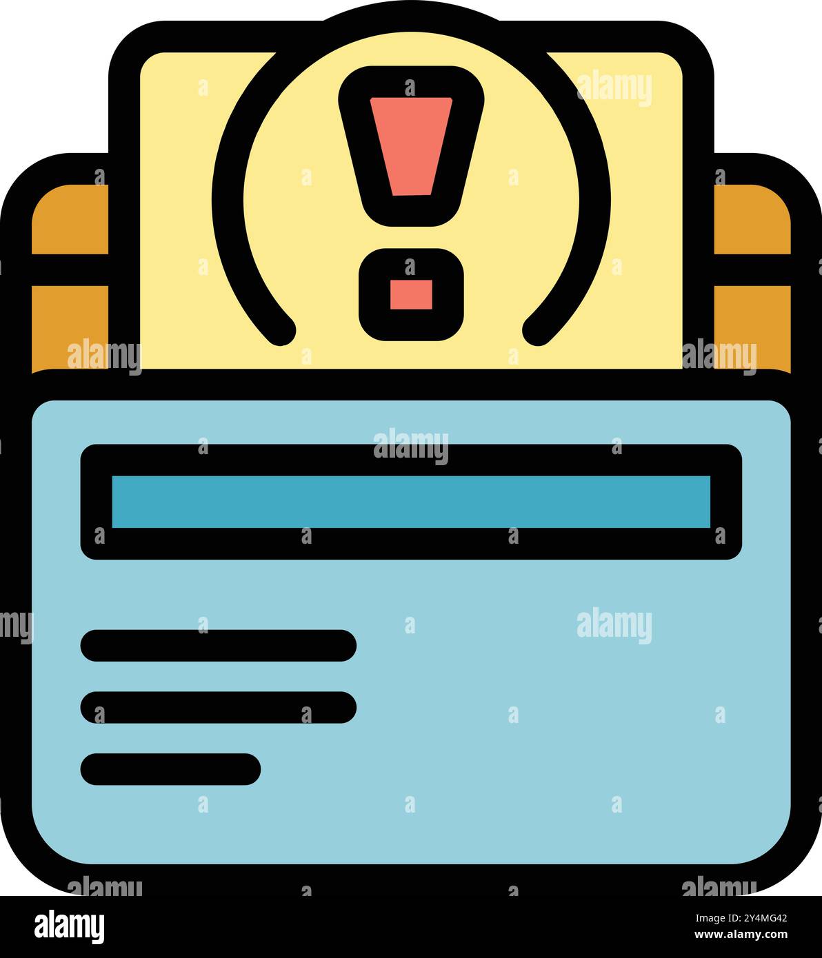 Credit card showing warning sign, concept of fraud or scam attempt ...