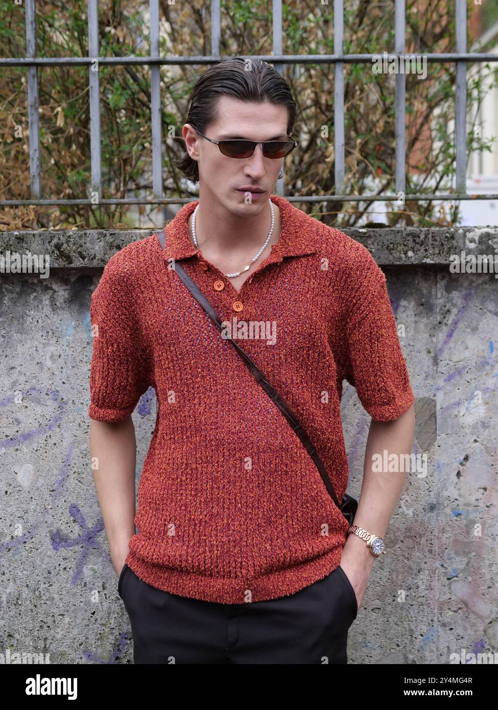 Edoardo Sebastianelli after the Hugo Boss fashion show at Milan Fashion ...