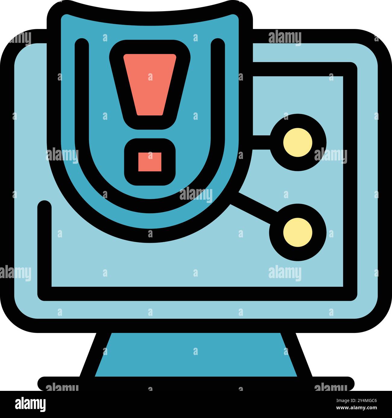 This icon shows a computer network receiving a security alert warning ...