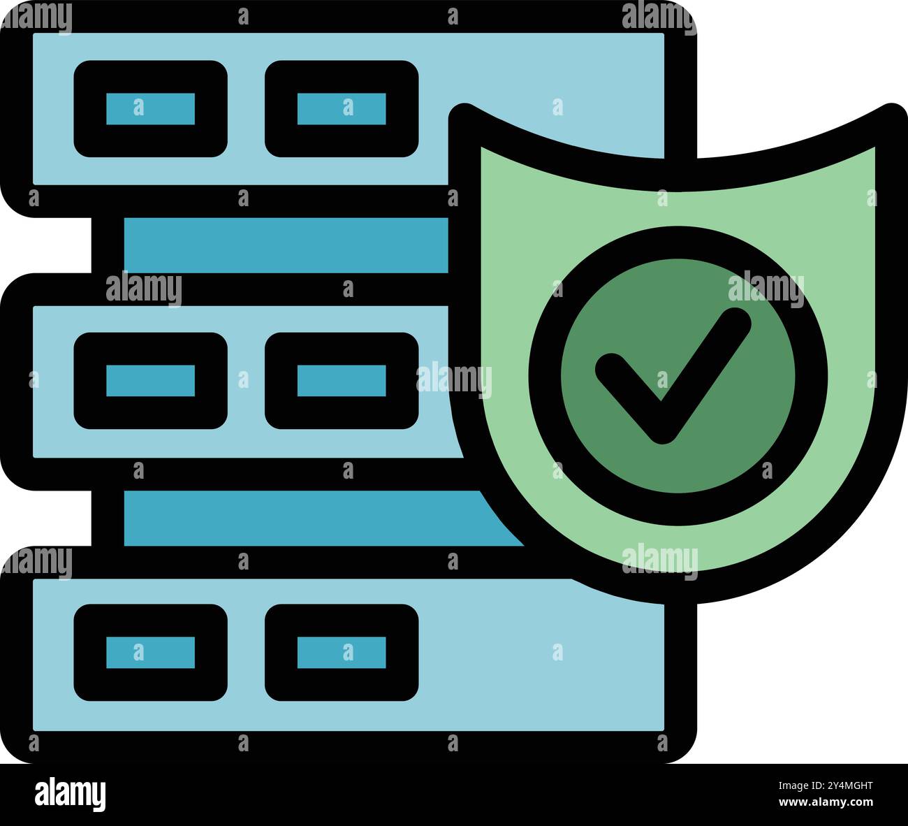 Server Rack Being Protected By A Shield Representing Data Protection And Cybersecurity Stock