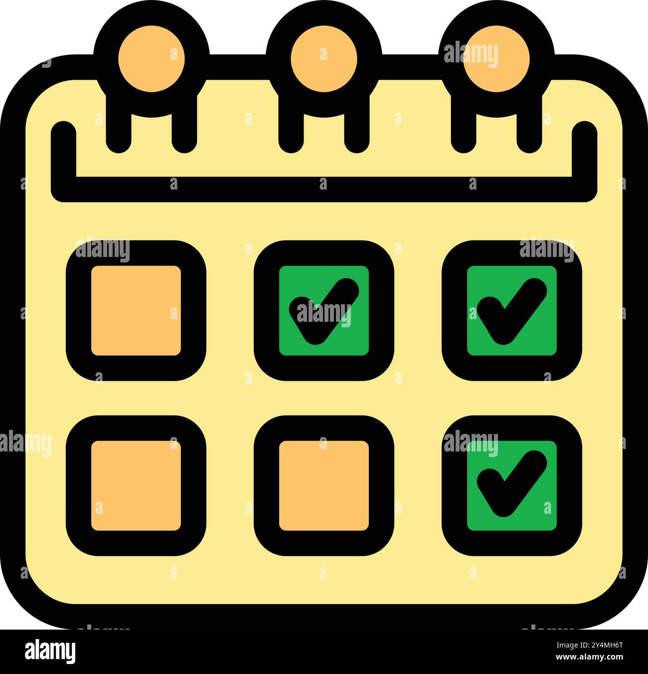 Simple flat vector illustration of a calendar showing check marks for ...