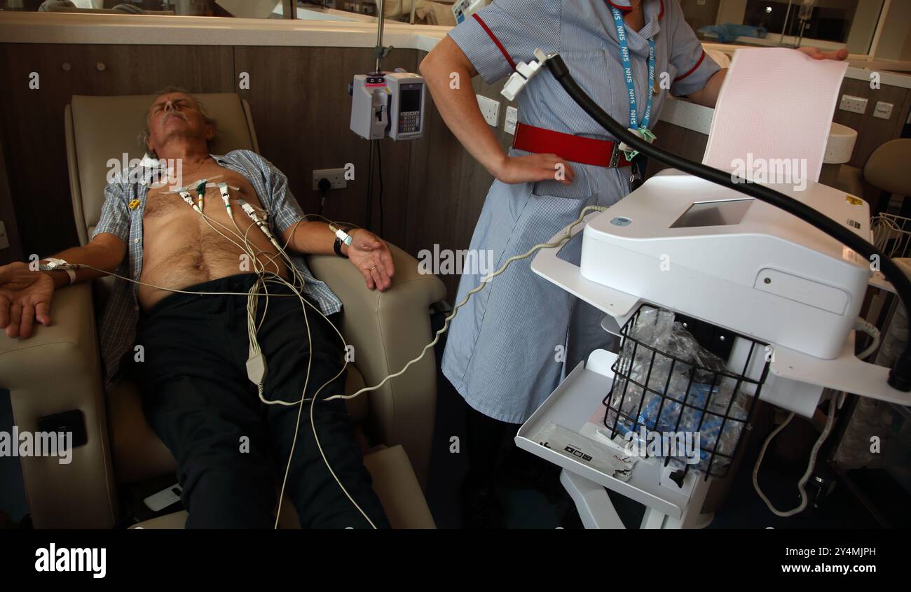 Cancer Patient having an Electrocardiogram in Hospital Surrey England ...