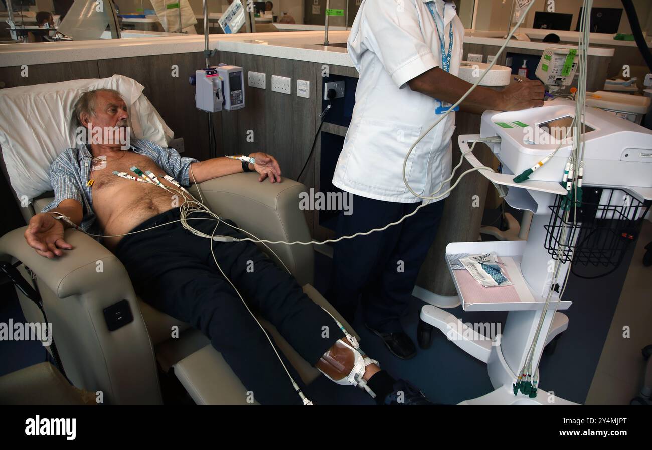 Cancer Patient having an Electrocardiogram in Hospital Surrey England ...