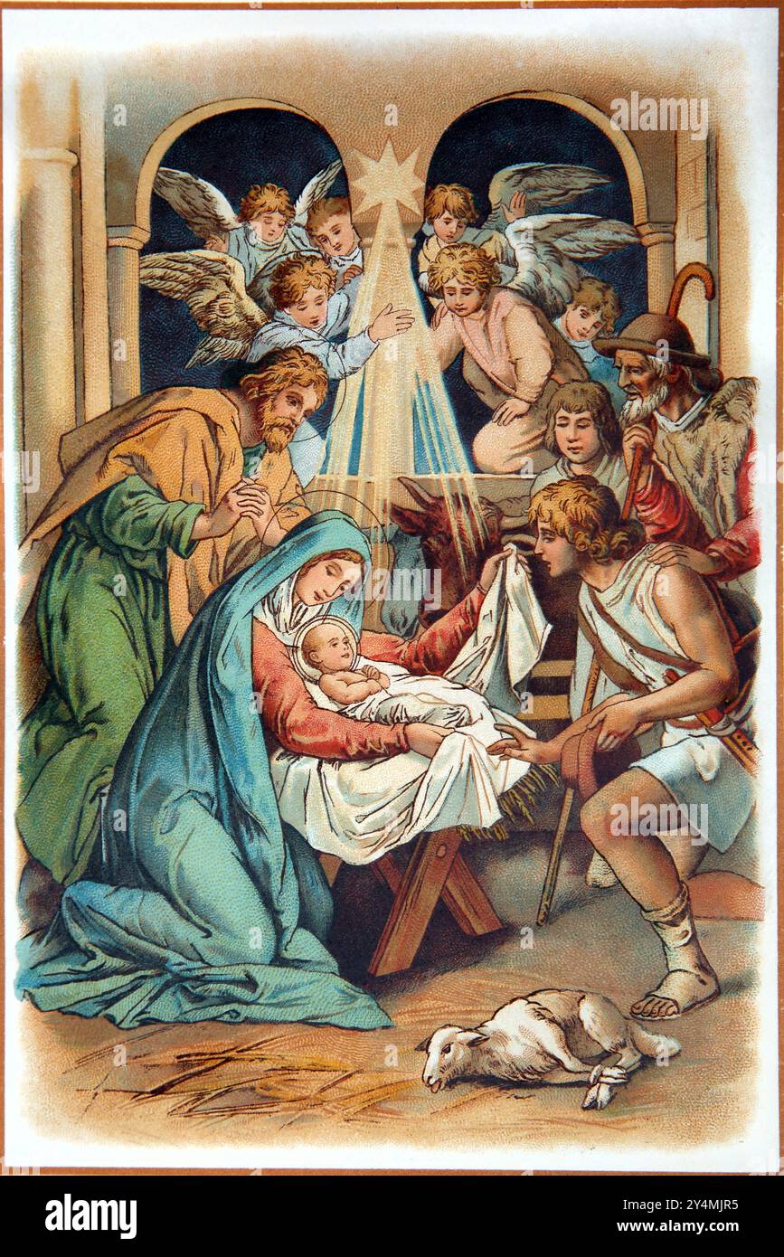 Art Nouveau Illustration of The Nativity (Luke ) The Shepherds Came In ...