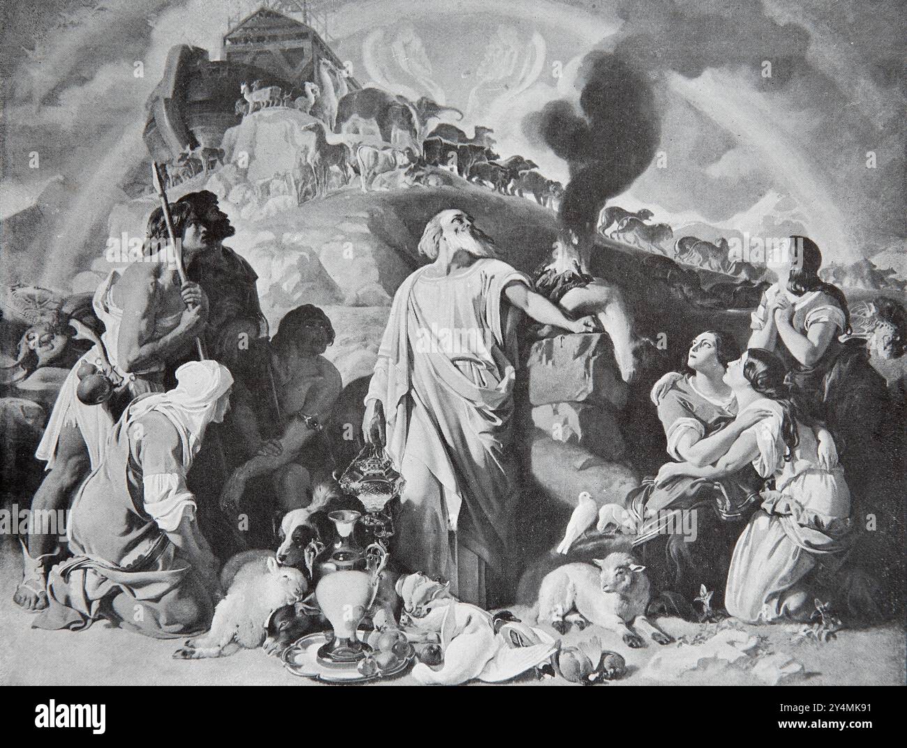 Illustration of Noah's Sacrifice "and Noah built an alter unto the Lord ...