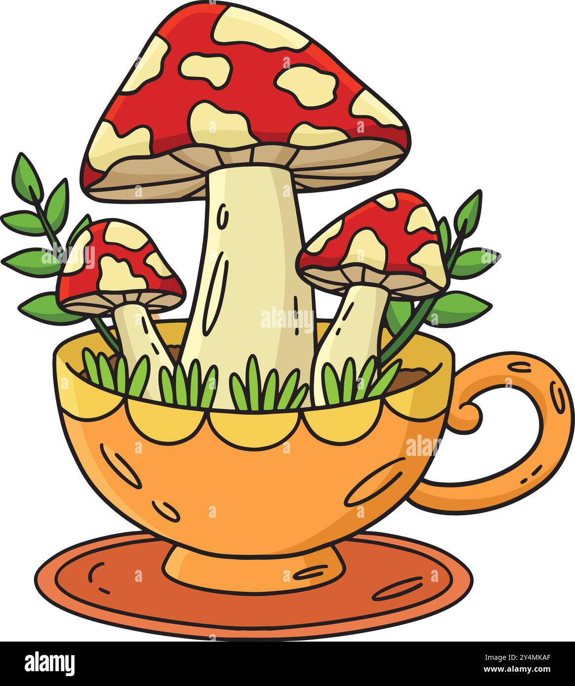 Mushrooms Sprouting from Teacup Cartoon Clipart Stock Vector Image ...