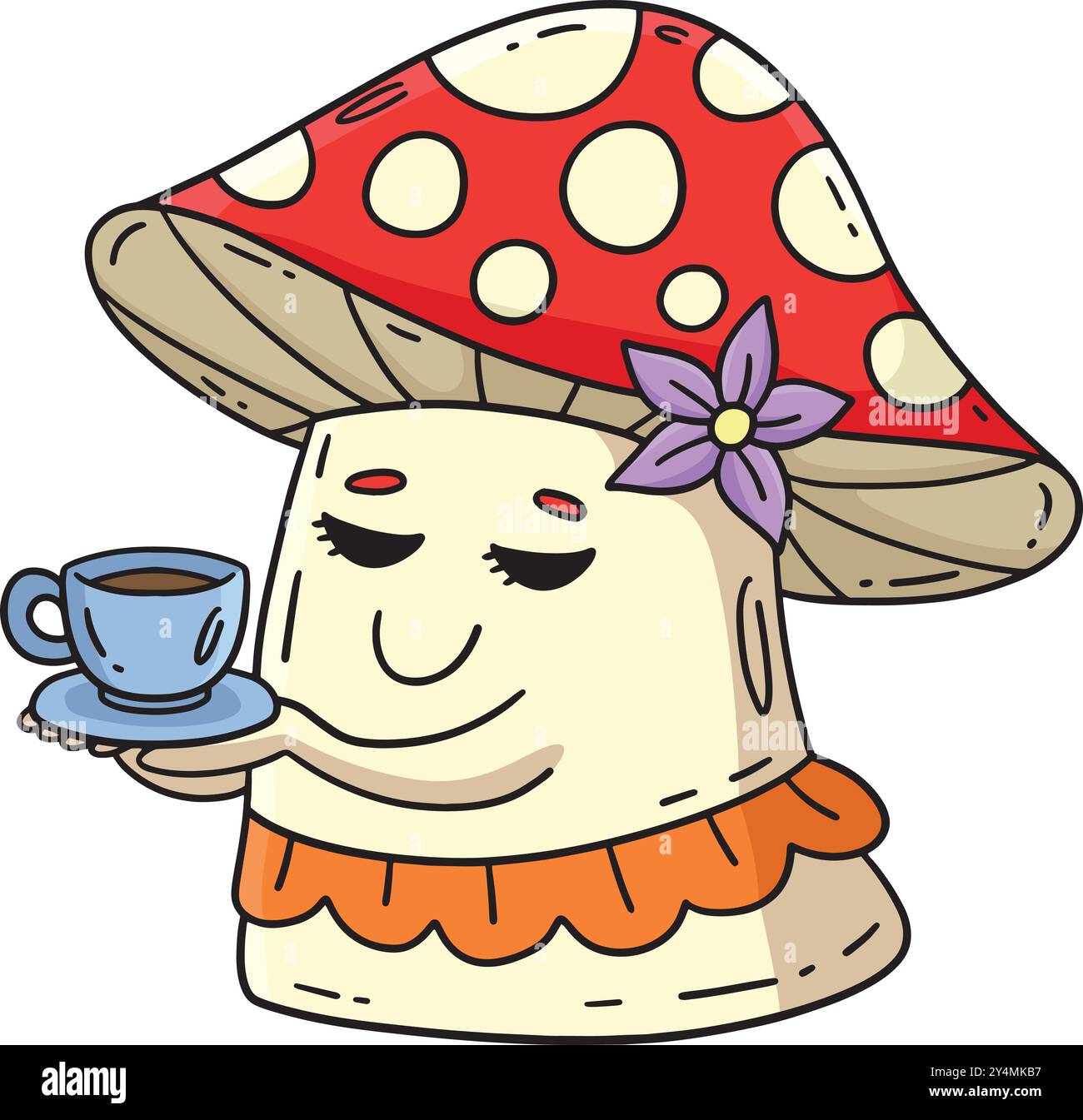 Mushroom with Tea Cartoon Colored Clipart Stock Vector Image & Art - Alamy