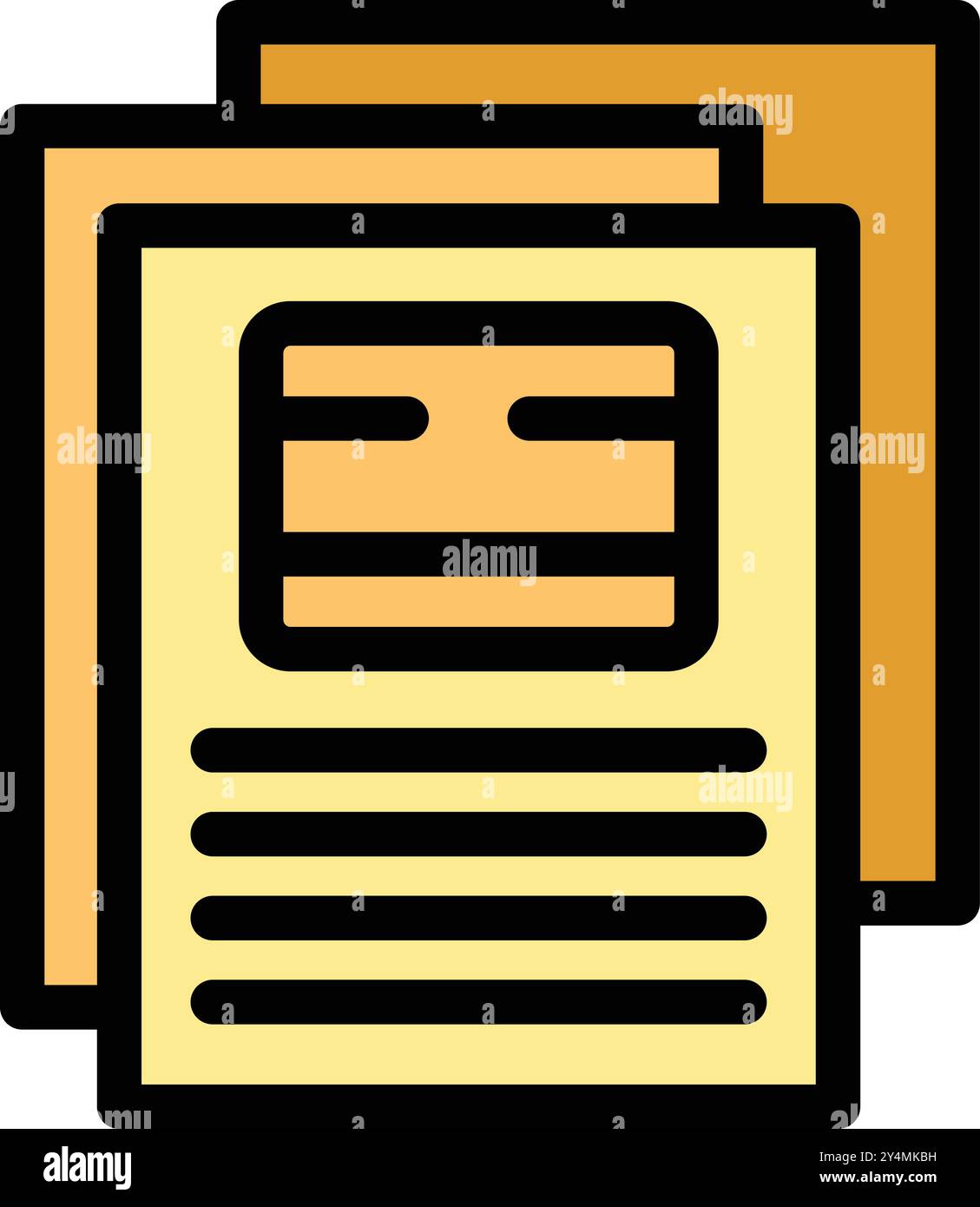 This vector illustration features a stack of paperwork, symbolizing ...
