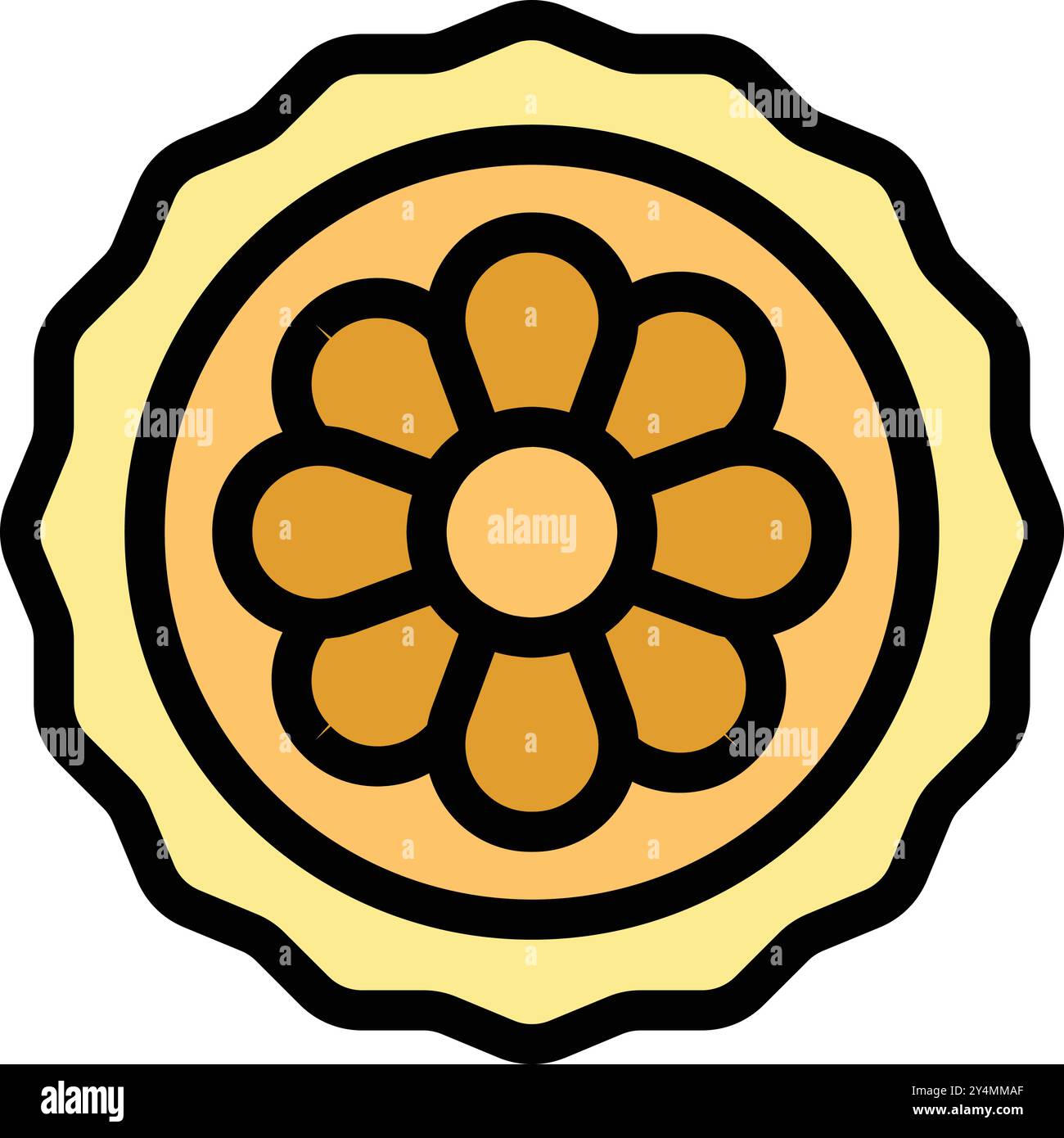 This vector illustration features a delicious round pie with a flower ...
