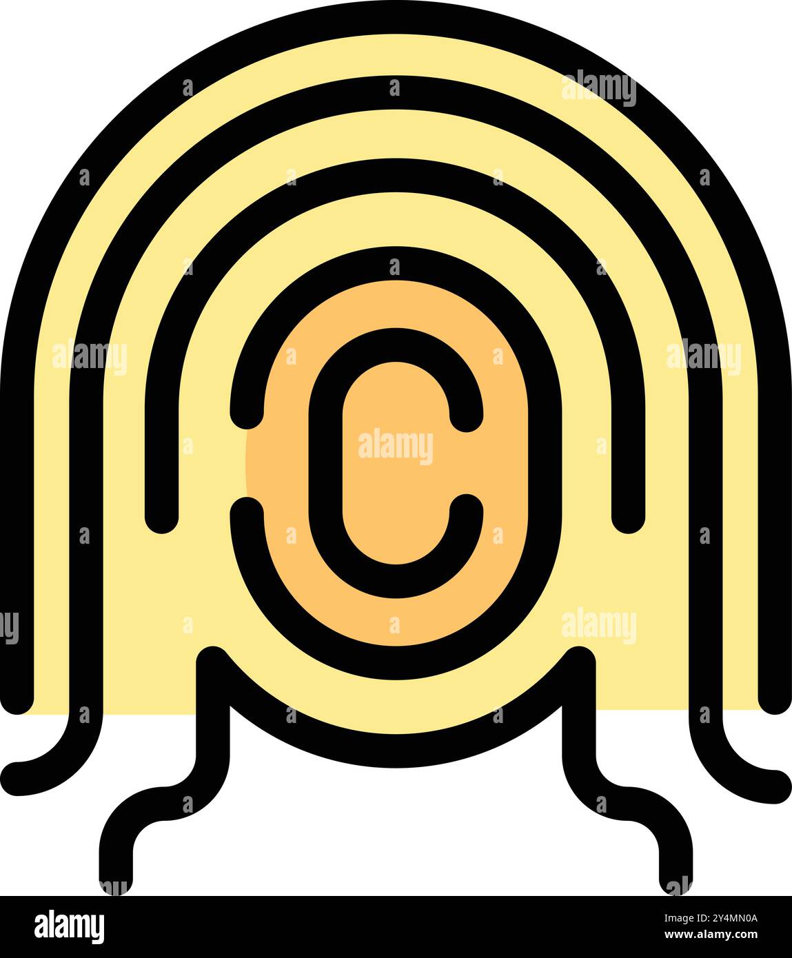 Copyright fingerprint icon, cartoon style vector illustration showing ...