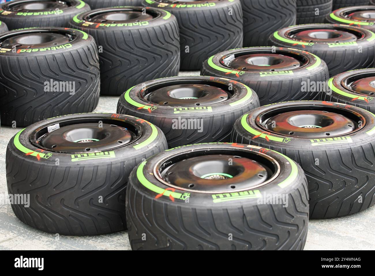 Pirelli rain, pluie, wet tyres, pneus, tyre, pneu, during the Formula 1 ...