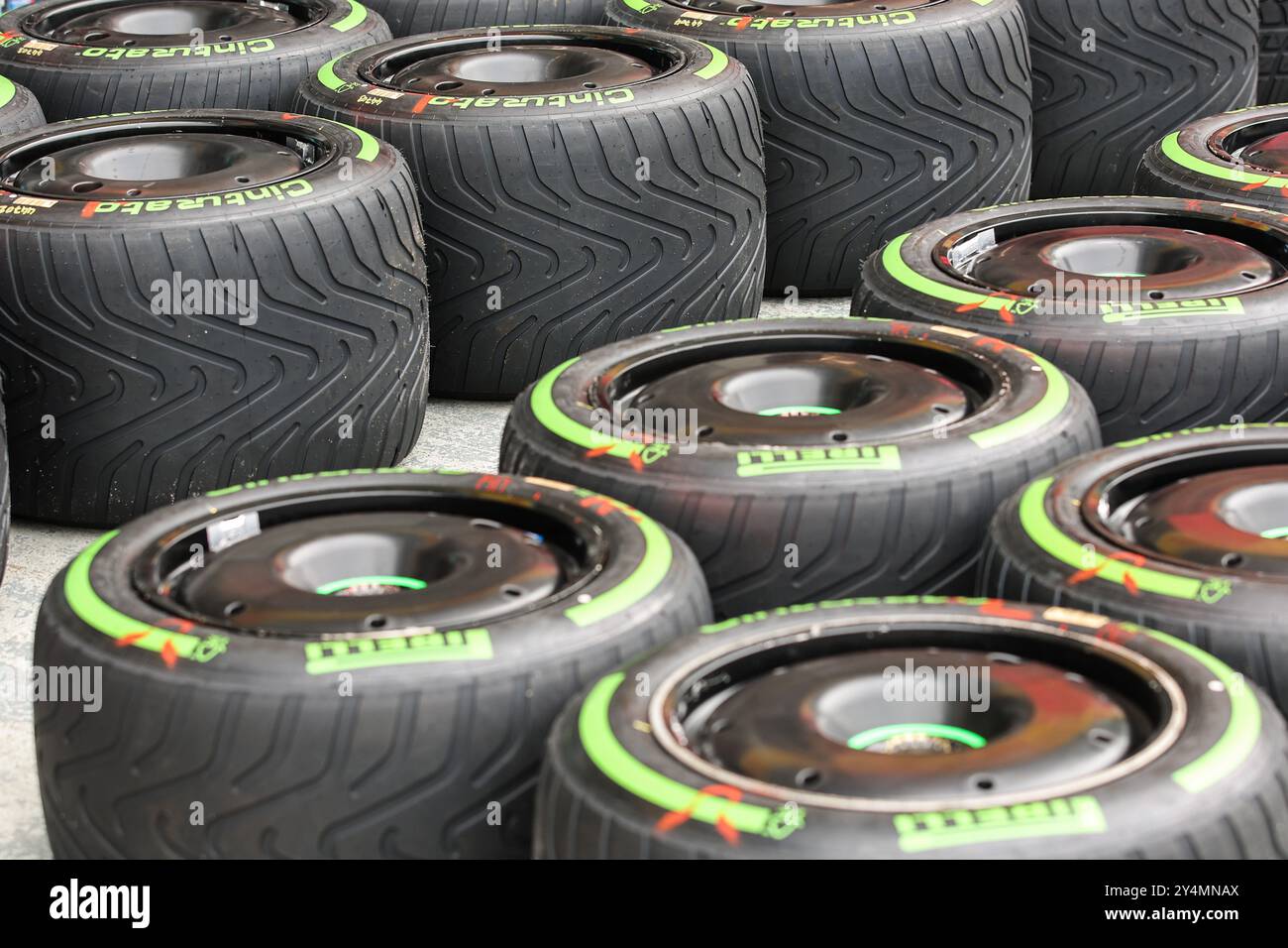 Pirelli rain, pluie, wet tyres, pneus, tyre, pneu, during the Formula 1 ...
