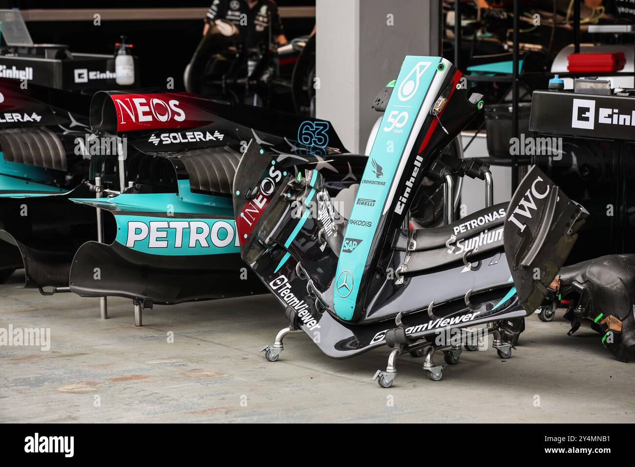 Mercedes AMG F1 Team W15, mechanical front wing detail Petronas special ...