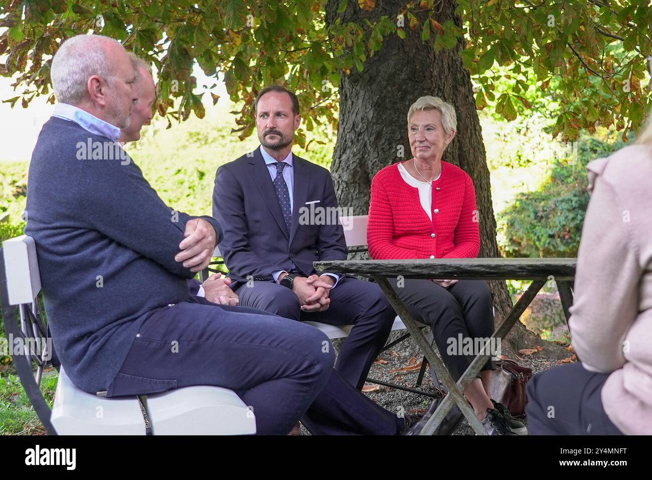 Oslo 20240919. Norwegian Crown Prince Haakon and LO leader Peggy Hessen ...