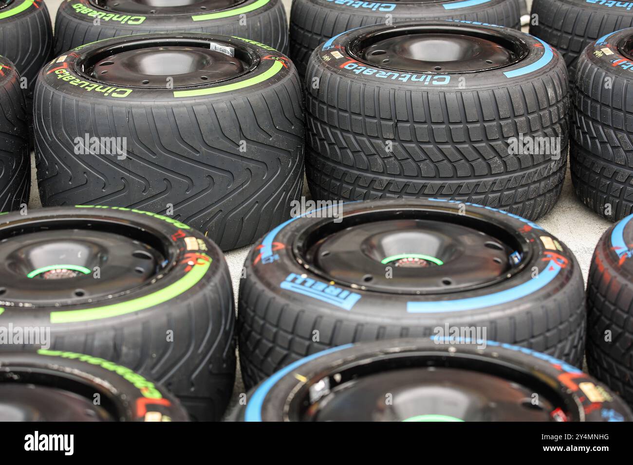 Pirelli rain, pluie, wet tyres, pneus, tyre, pneu, during the Formula 1 ...
