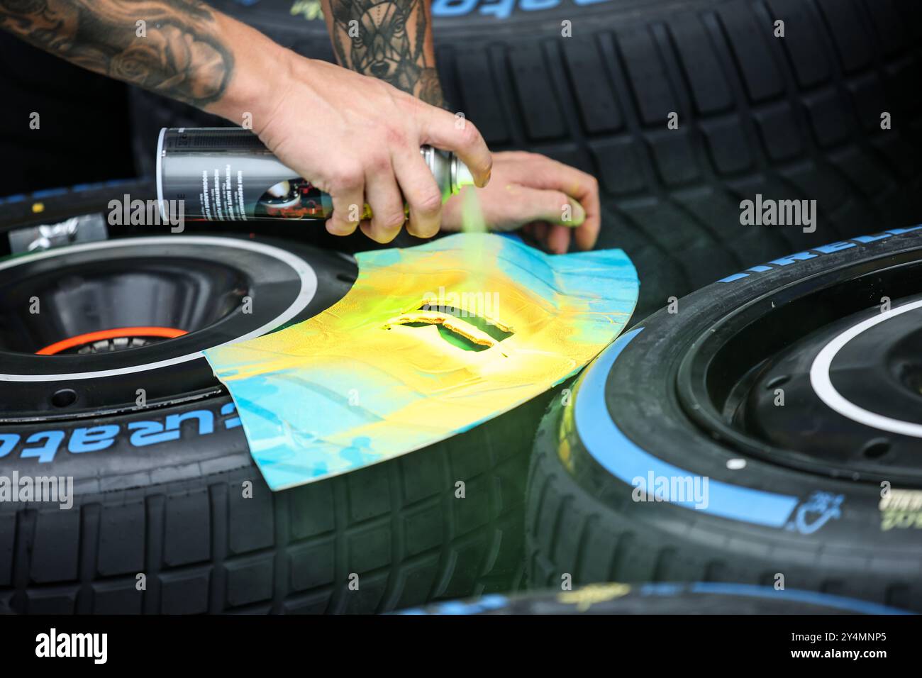 Pirelli rain, pluie, wet tyres, pneus, tyre, pneu, during the Formula 1 ...
