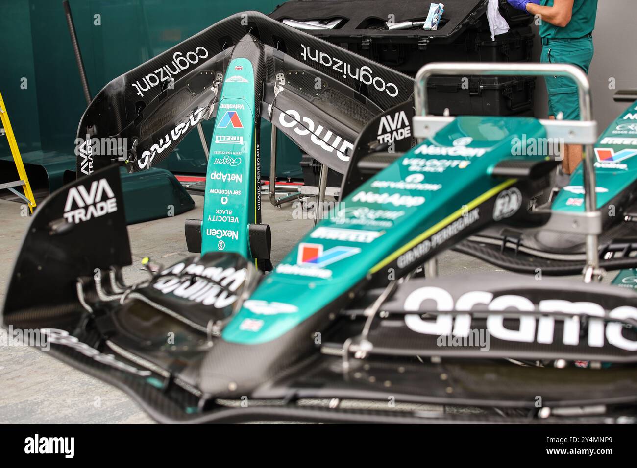 Aston Martin F1 Team AMR23, mechanical detail front wing during the ...