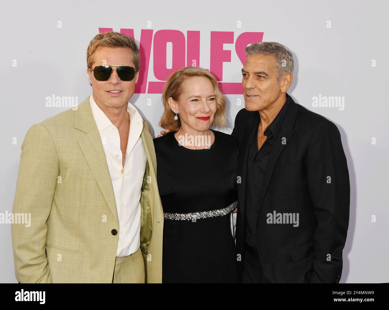 HOLLYWOOD, CALIFORNIA - SEPTEMBER 18: (L-R) Brad Pitt, Amy Ryan and George Clooney attend the ...